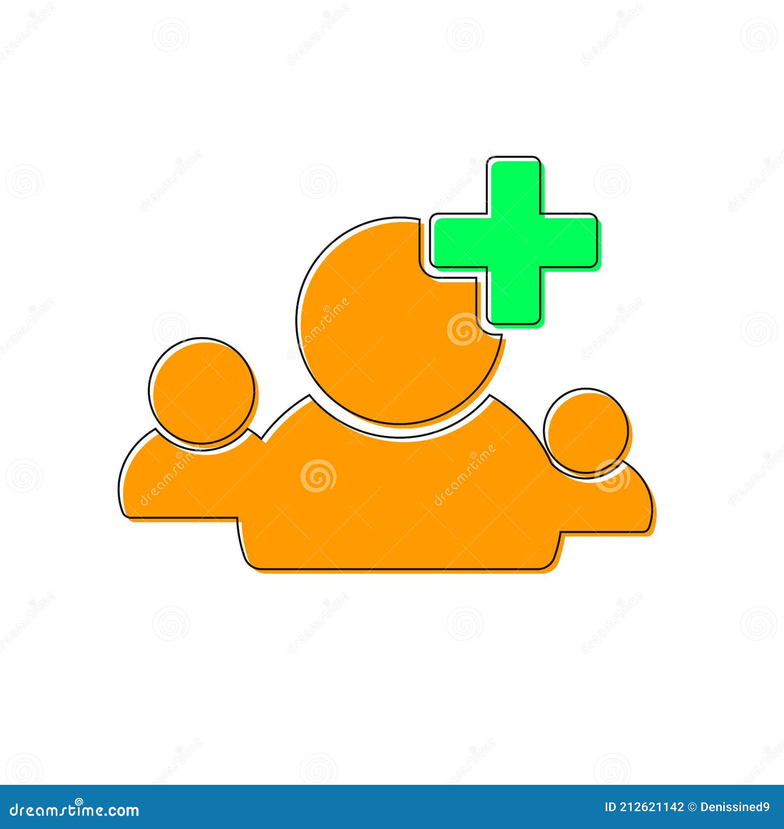 Add Group Icon, Flat Design Template, Users with Plus Symbol, Vector ...