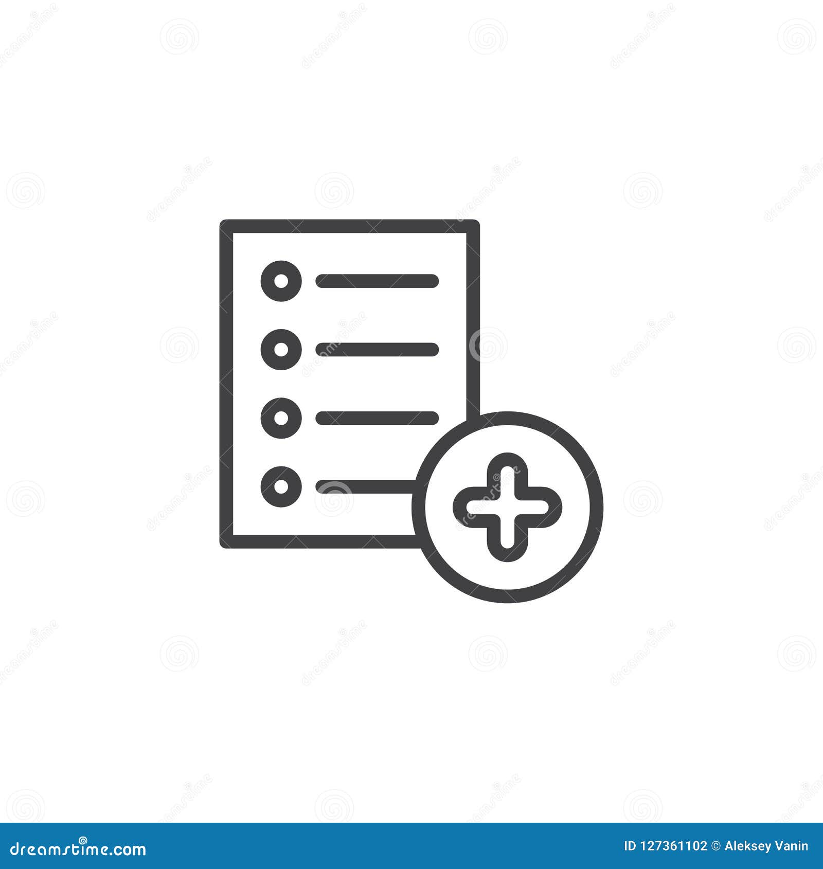 Add List Document Outline Icon Stock Vector - Illustration of mark ...