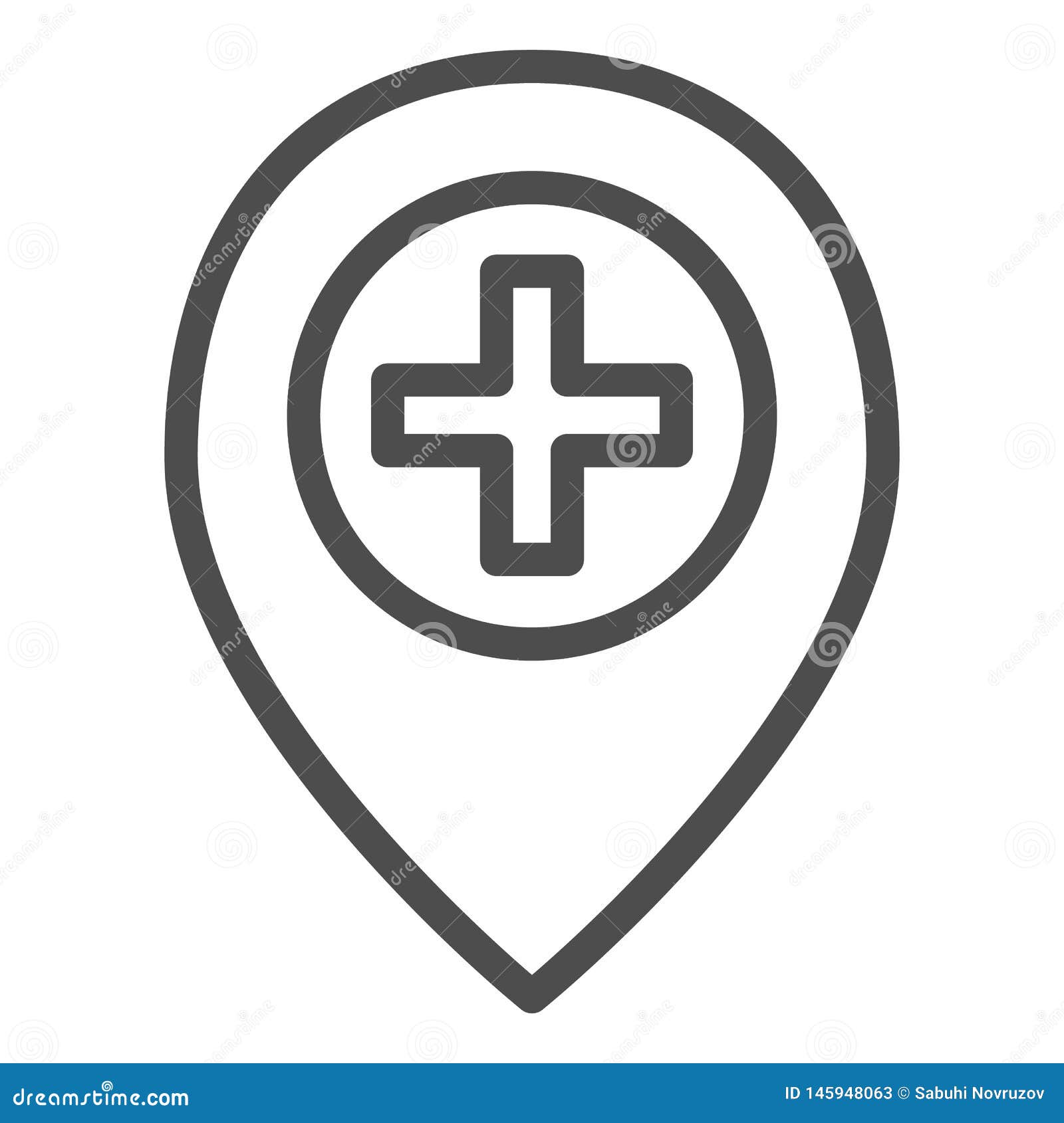 Add Location Line Icon. Map Pin and Plus Vector Illustration Isolated ...