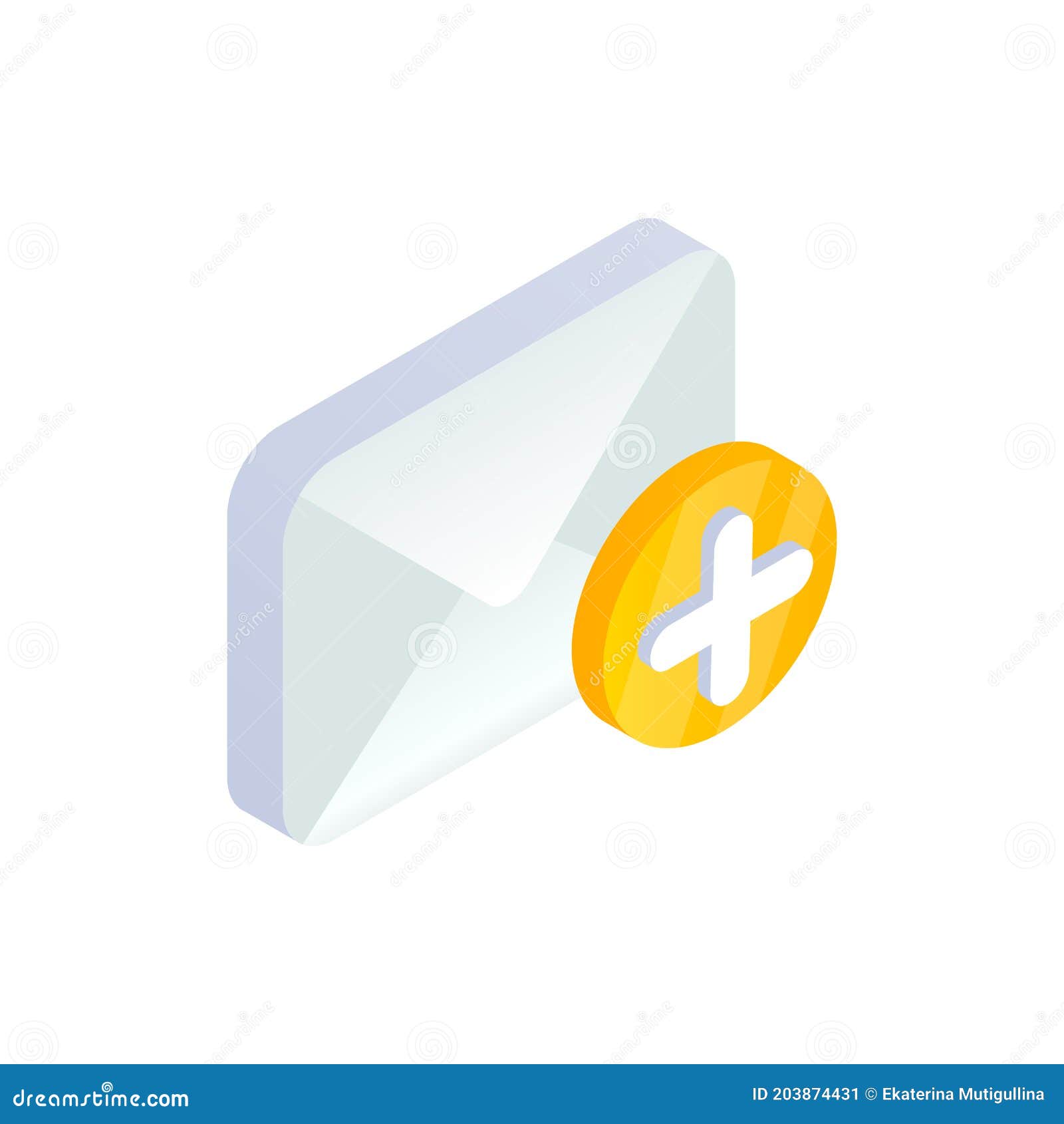 Add Message, Write New Email Isometric Icon. 3d E-mail Symbol with Plus ...