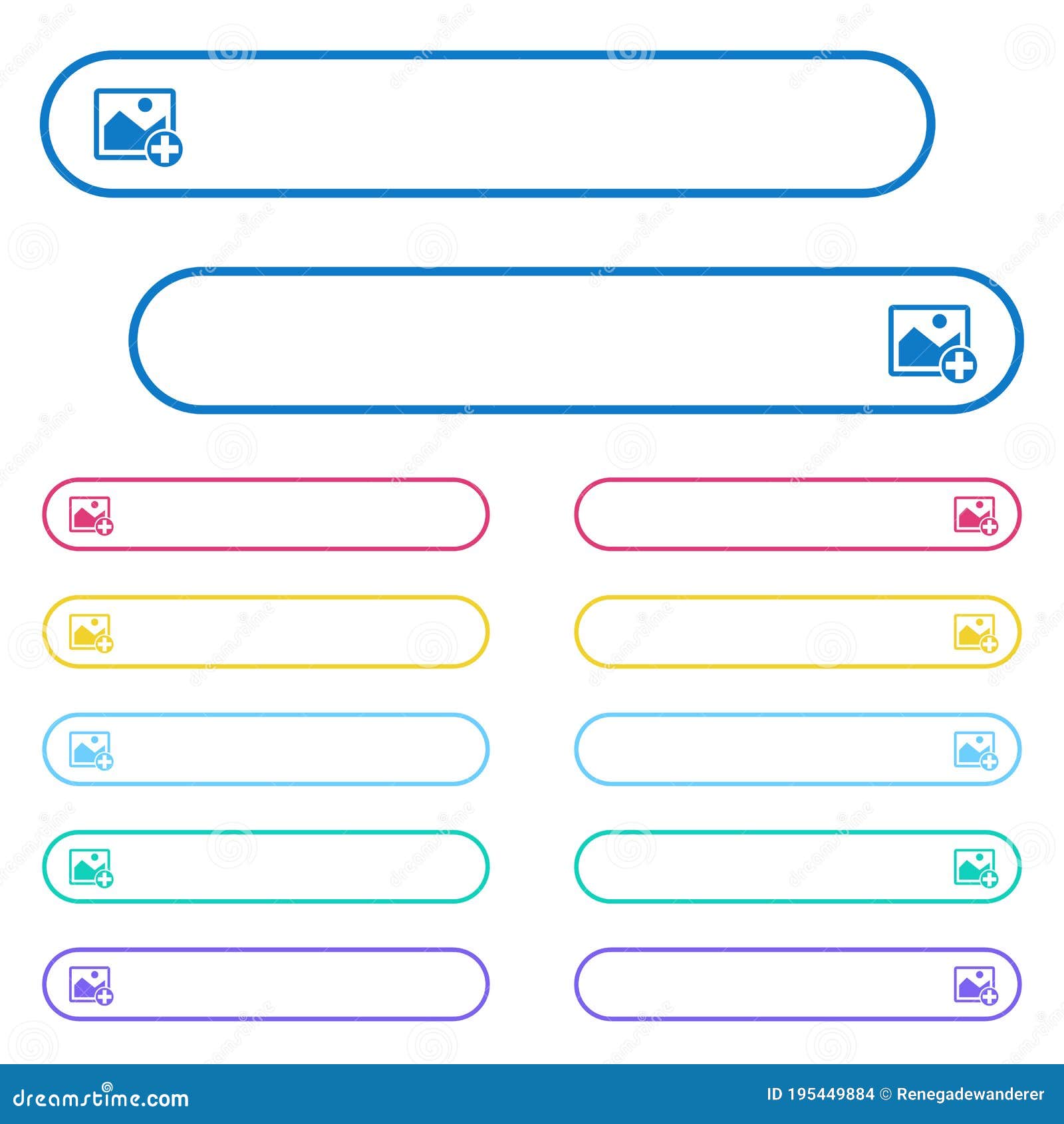 Add New Image Icons In Rounded Color Menu Buttons Vector Illustration