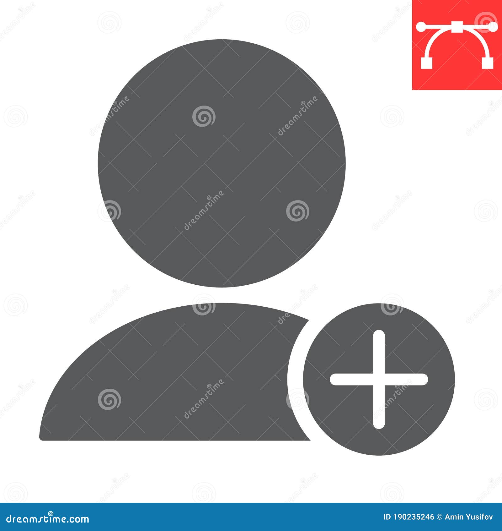 Add New User Glyph Icon, Ui and Button, Account Sign Vector Graphics ...