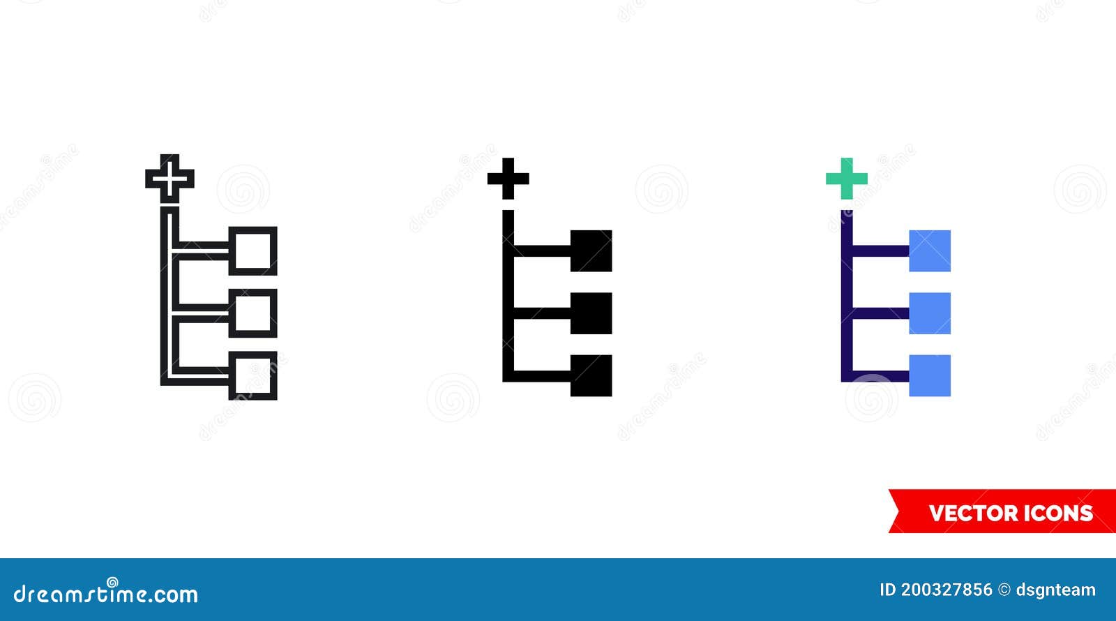 Add Node Icon of 3 Types Color, Black and White, Outline. Isolated ...