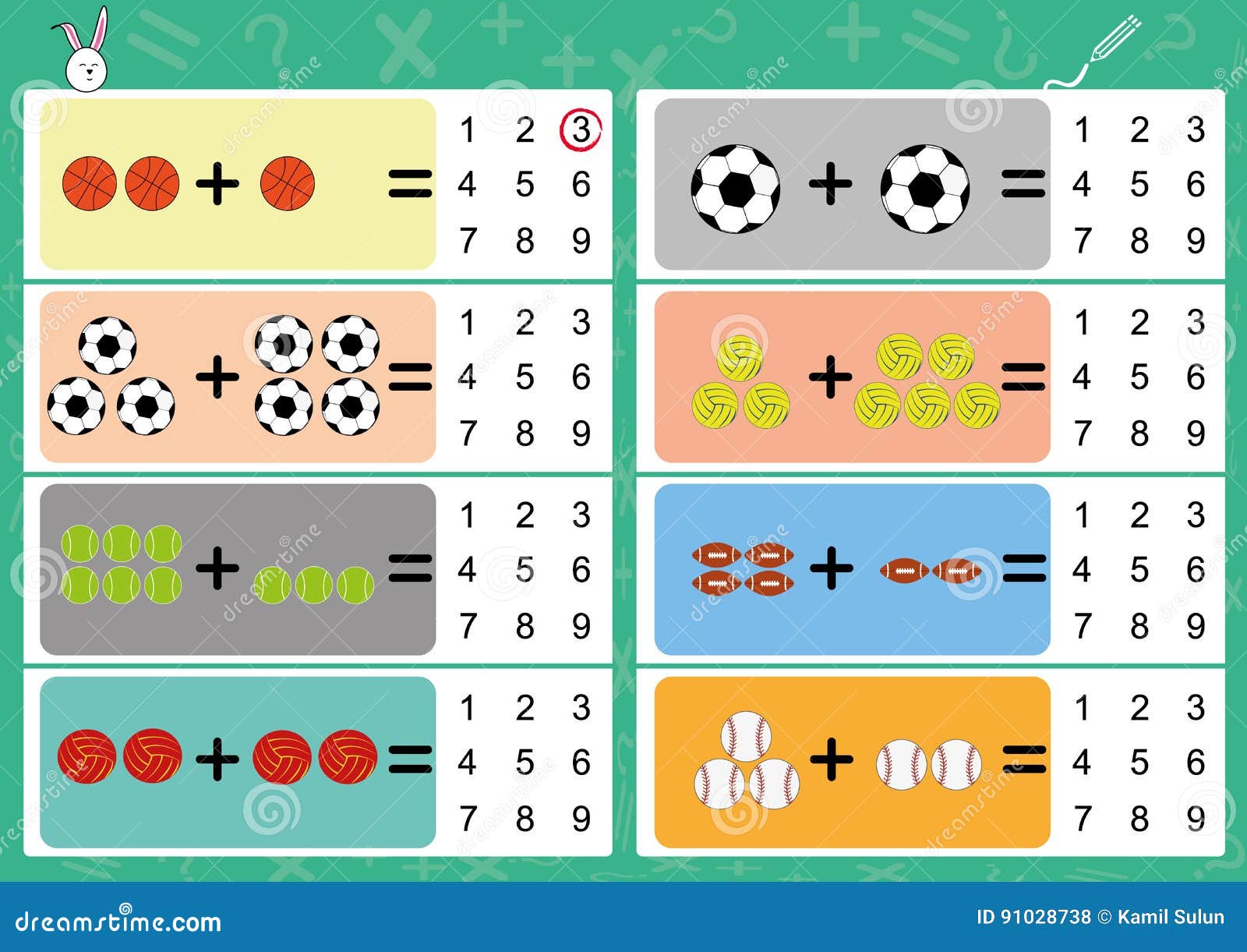 Add the Object and Write the Correct Answer Stock Illustration ... Add the Object and Write the Correct Answer Stock Illustration ...