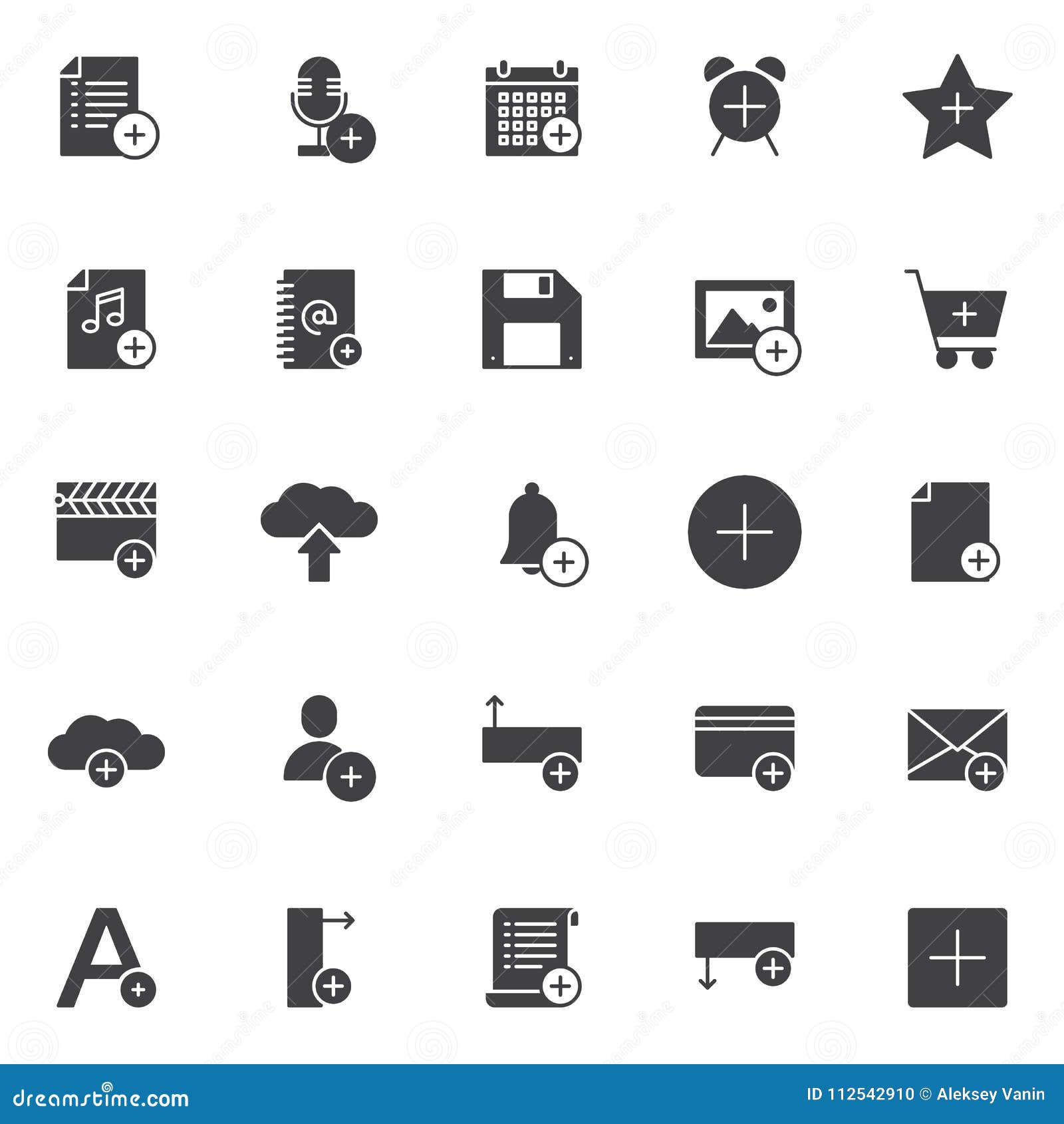 Add Objects Vector Icons Set Stock Vector - Illustration of objects ...