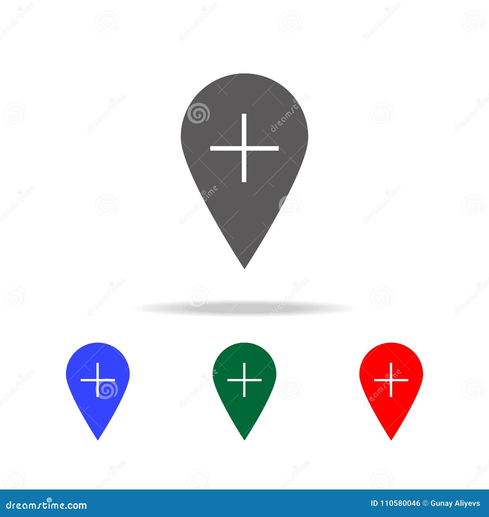 Add a Point on the Map Icon. Elements in Multi Colored Icons for Mobile ...