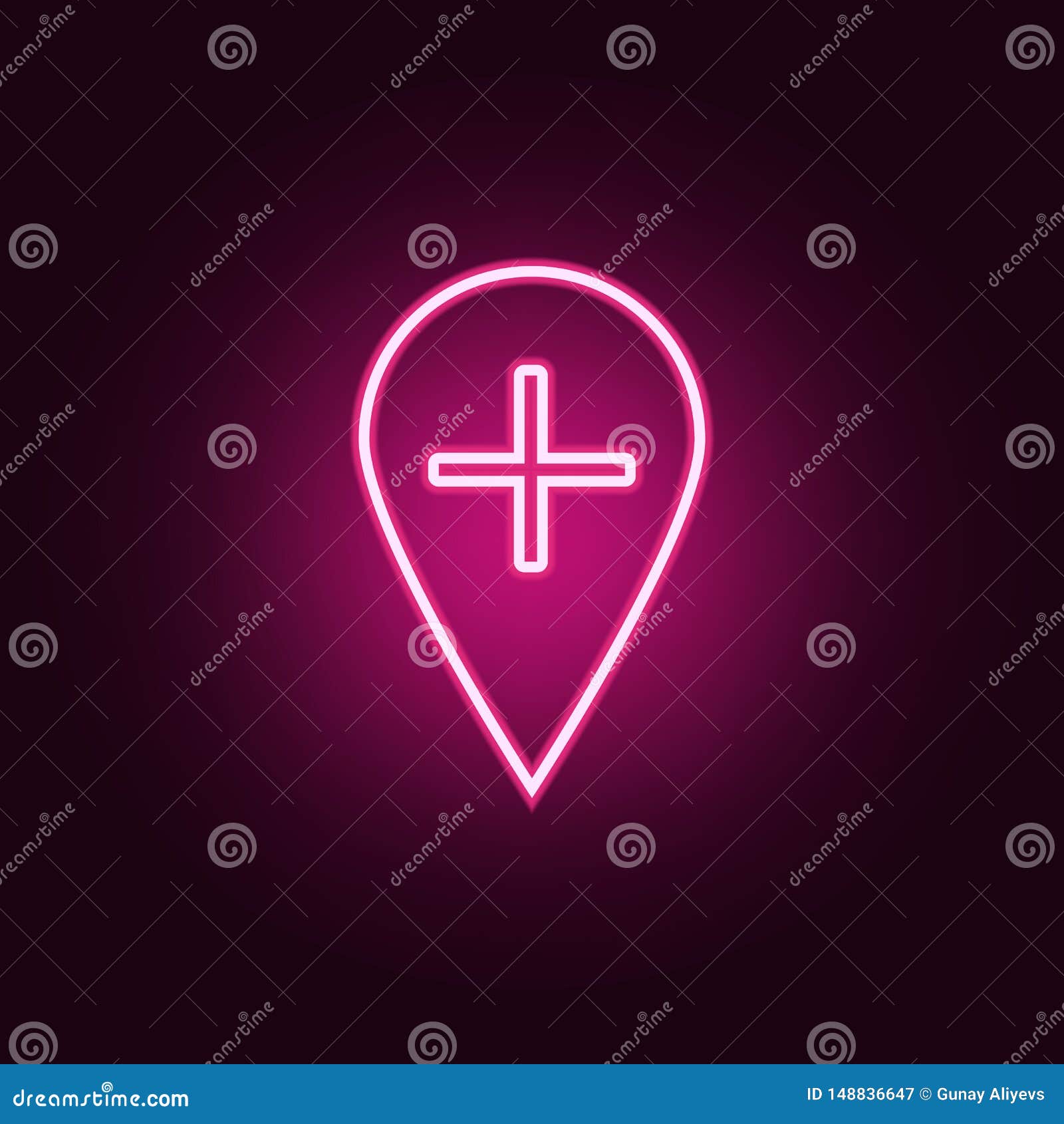 Add a Point on the Map Neon Icon. Elements of Web Set Stock ...