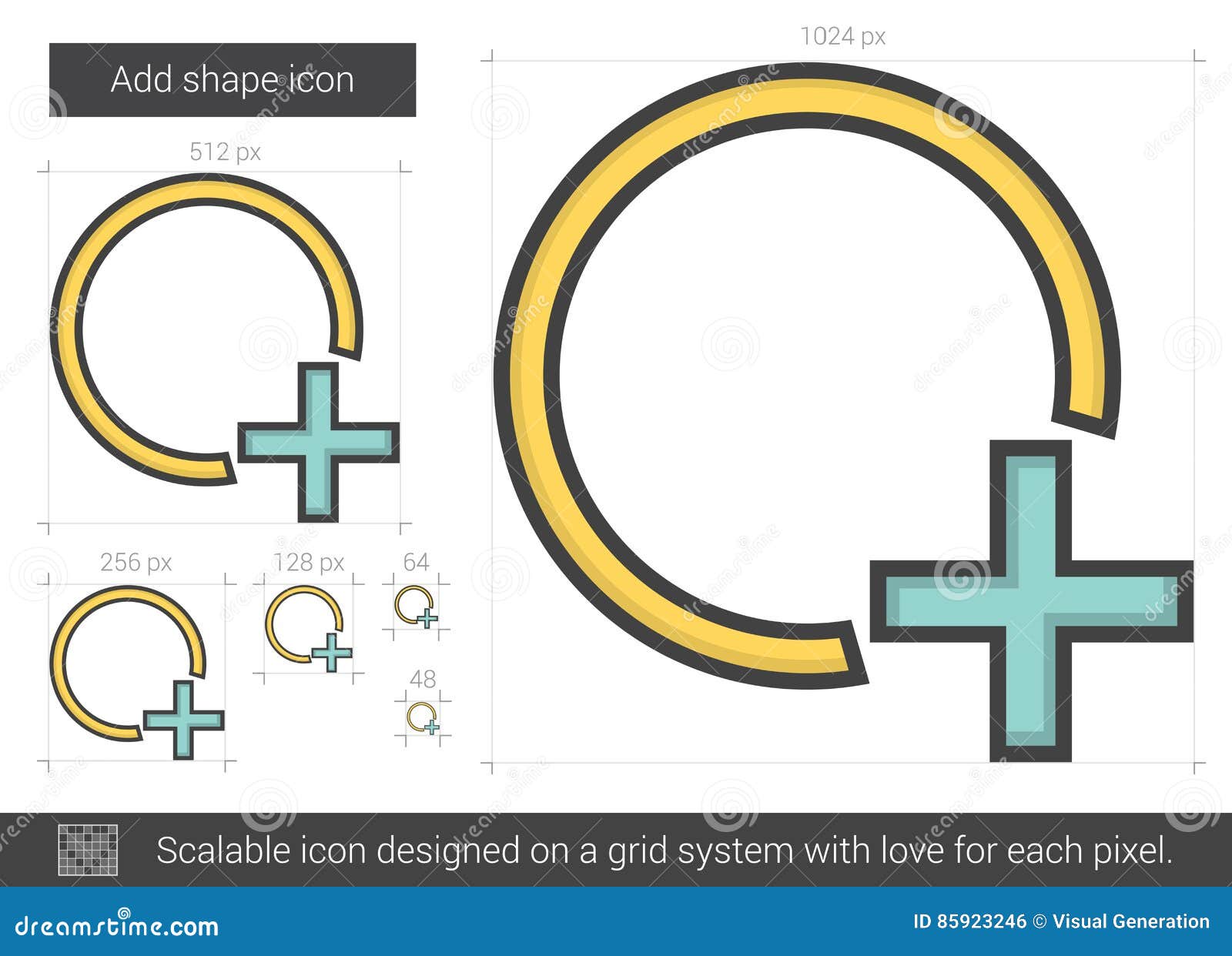 Add shape line icon. stock vector. Illustration of outline - 85923246