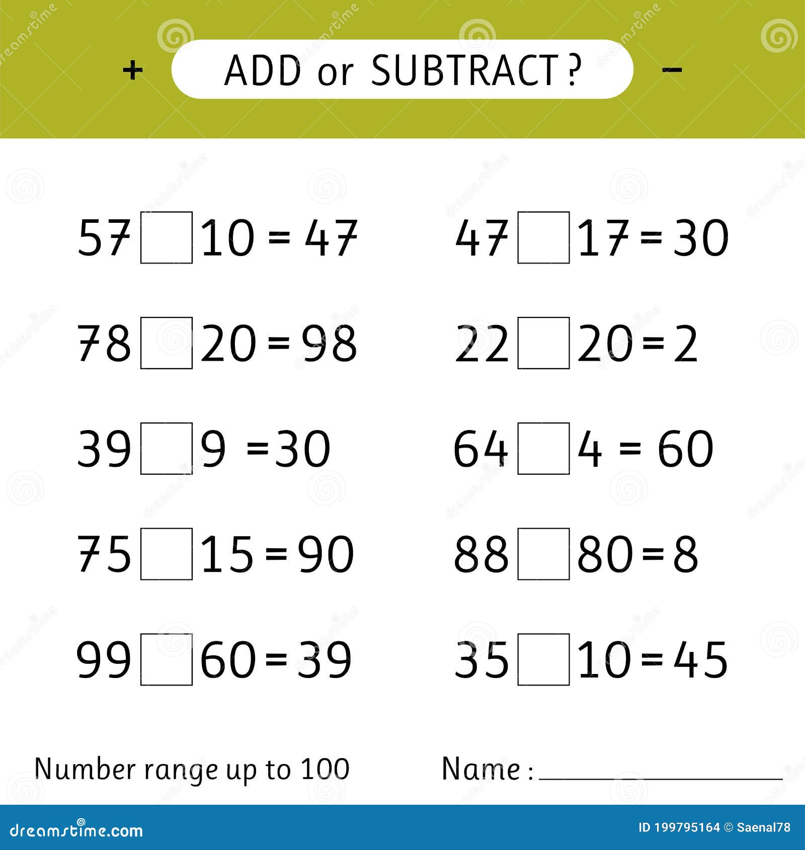 Add or Subtract. Number Range Up To 100. Addition and Subtraction ... Add or Subtract. Number Range Up To 100. Addition and Subtraction ...