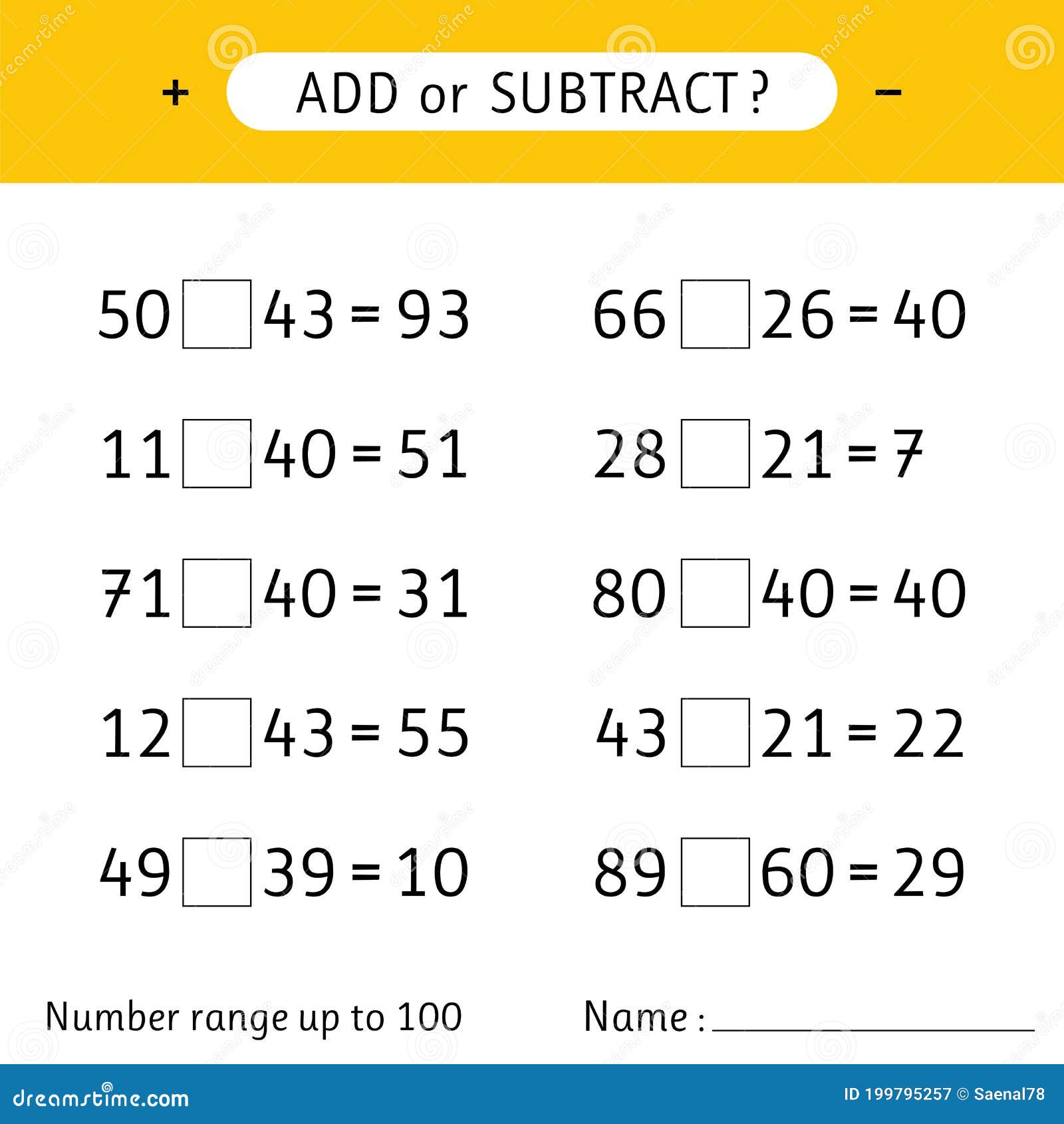 Add or Subtract. Number Range Up To 100. Worksheets for Kids. Addition ... Add or Subtract. Number Range Up To 100. Worksheets for Kids. Addition ...