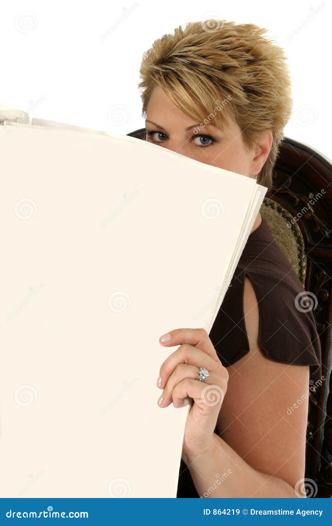 Add Text Woman with Newspaper Stock Image - Image of paper, caucasian ...