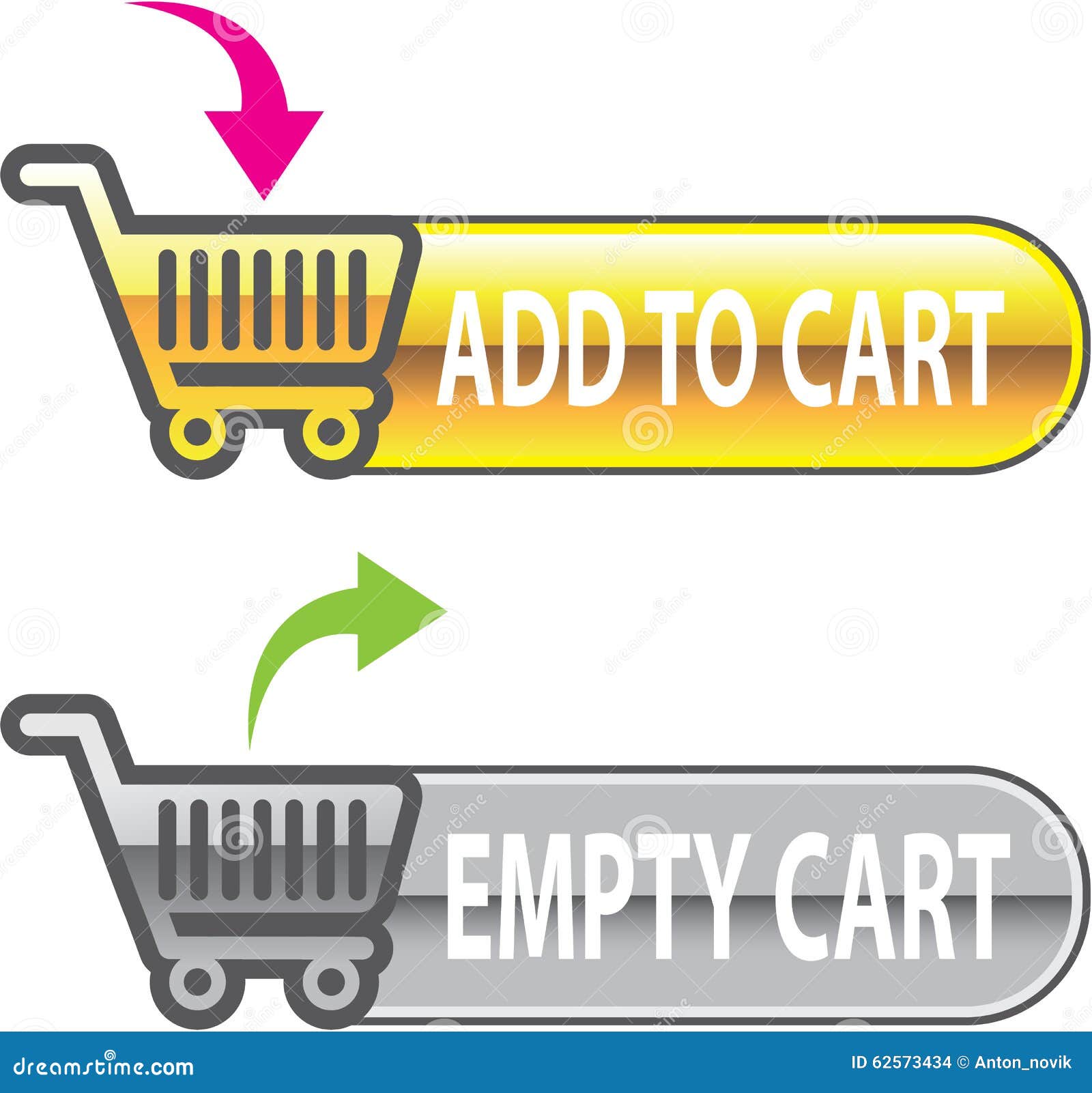 Add To Cart Button Empty Cart Button with Shopping Cart Vector Stock ...