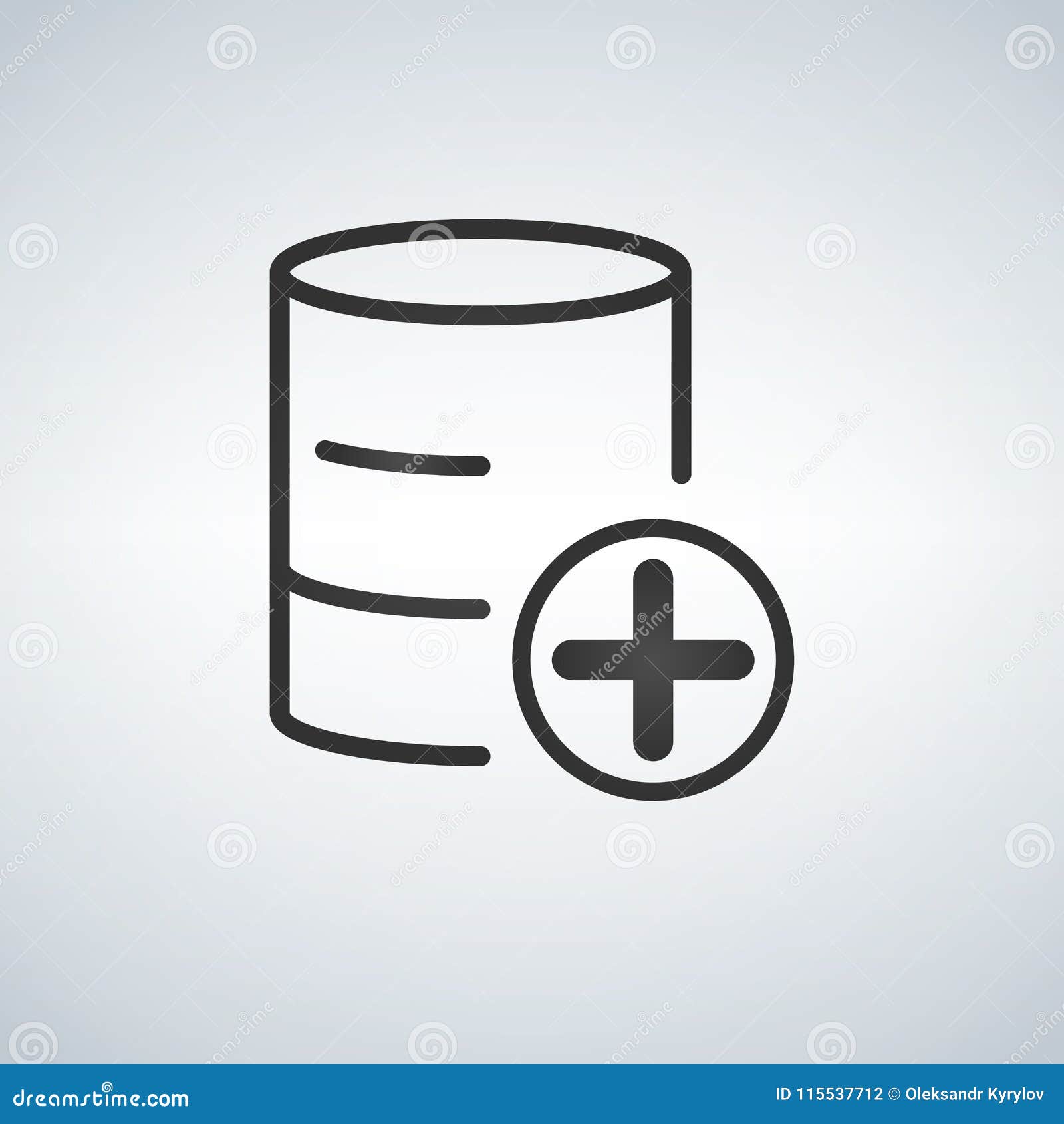 Add To Database Linear Black Icon. Vector Illustration Isolated on ...