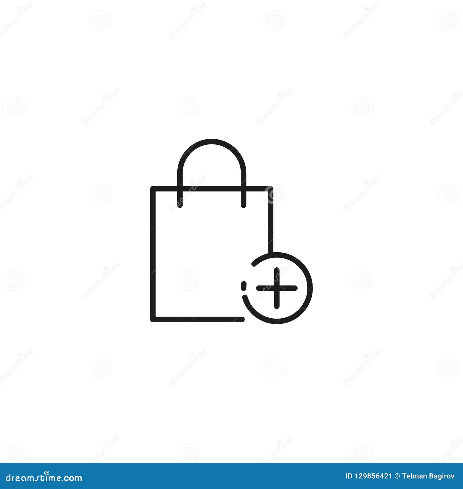 Add To Shopping Bag Line Icon on White Background Stock Illustration ...