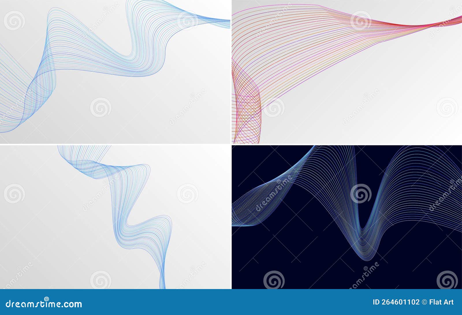 Add a Unique Touch To Your Designs with a Set of 4 Abstract Waving ...