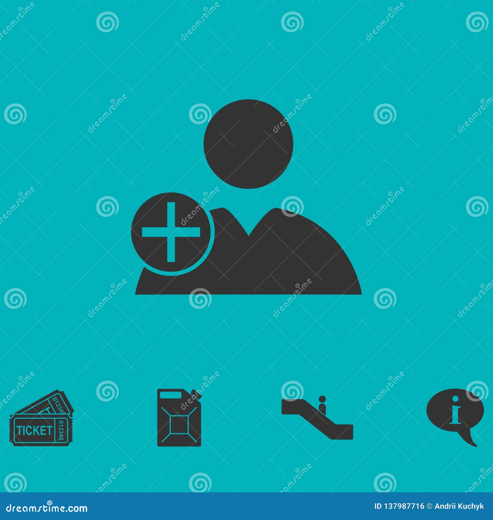 Add user icon flat stock illustration. Illustration of face - 137987716