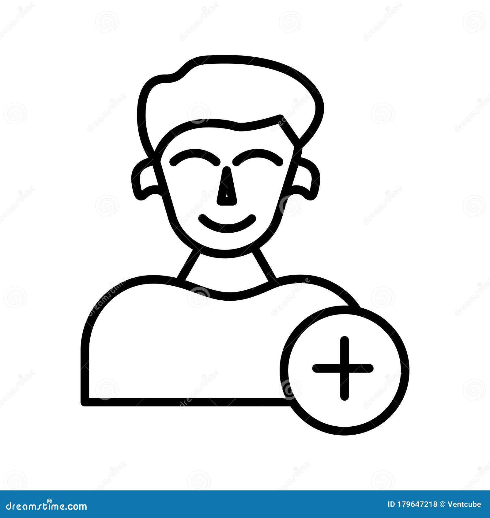 Add User Icon Flat Style Vector Illustration. Stock Illustration ...