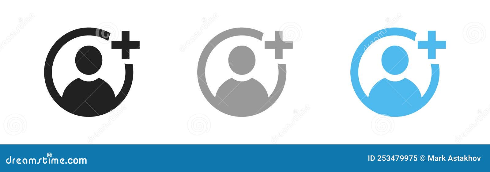 Add User Icon Set. Vector Plus Person Symbol Collection Stock ...