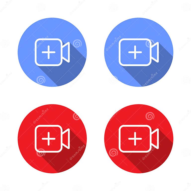 Add Video Icon with Long Shadow. Upload Content Button Stock Vector ...