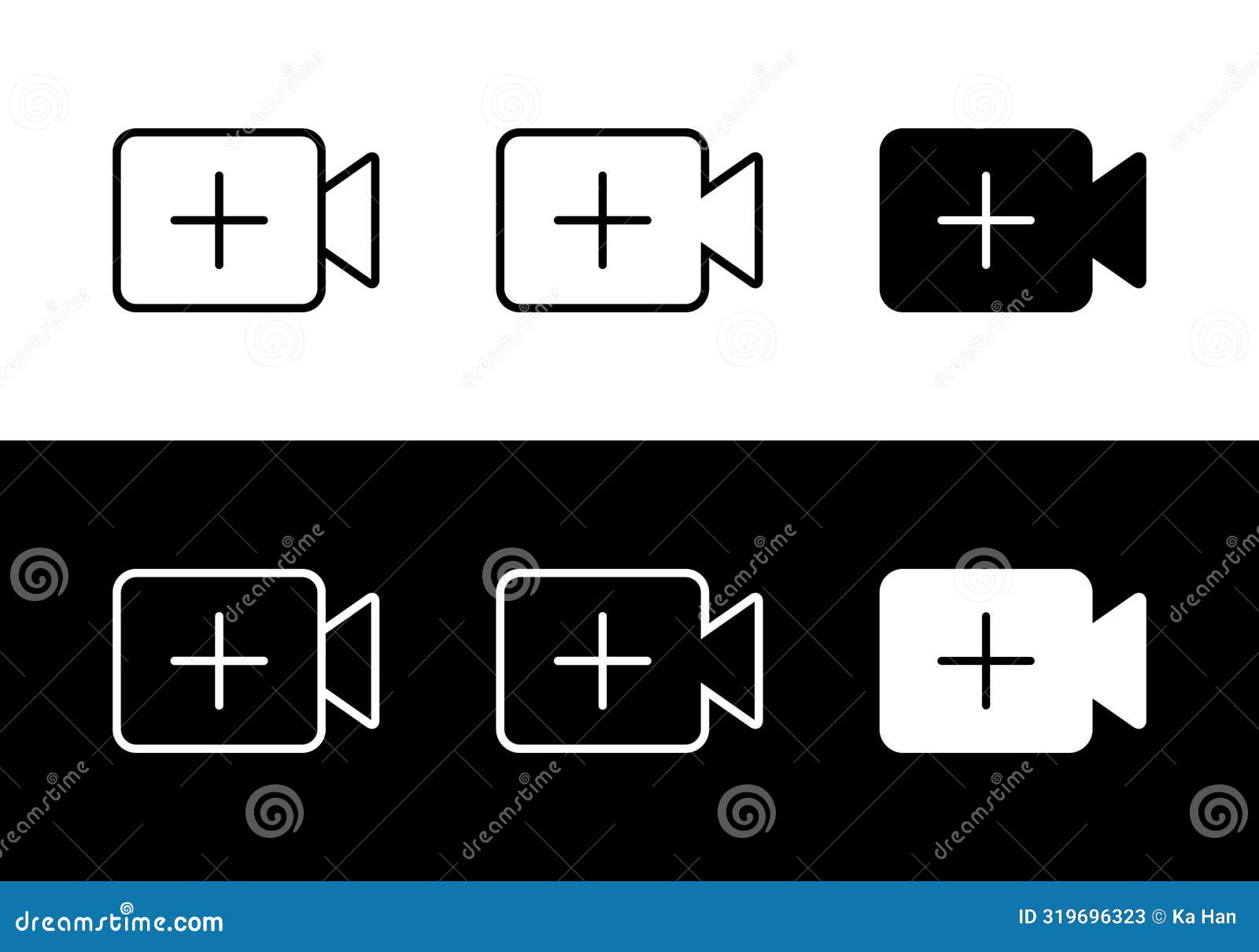 Add Video Icon Set in Generic Style. Camera and Plus Symbol Stock ...