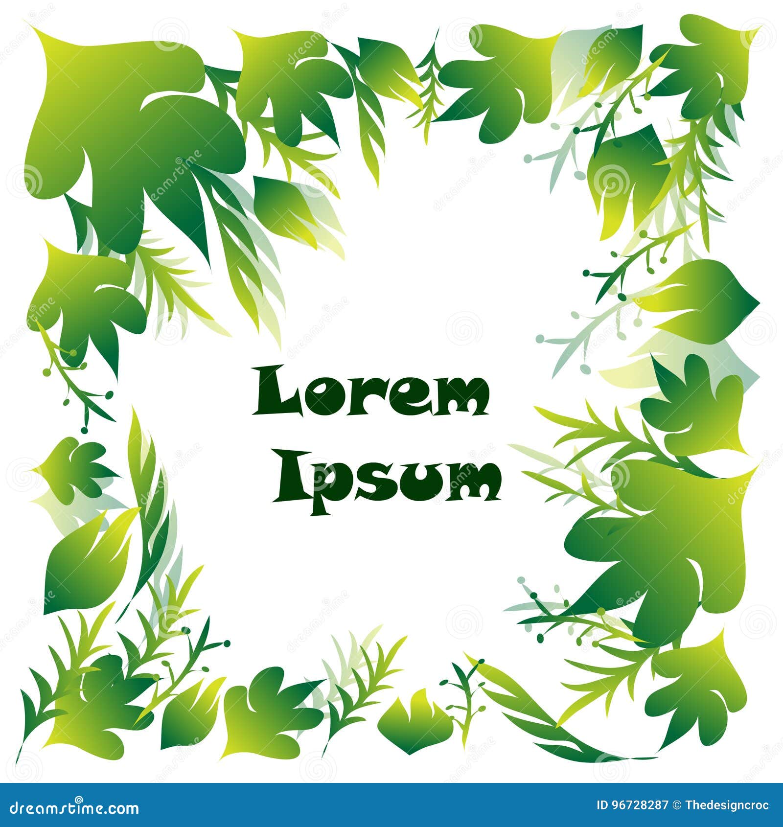 Add Write Text Green Leaves Border Frame Stock Vector - Illustration of ...