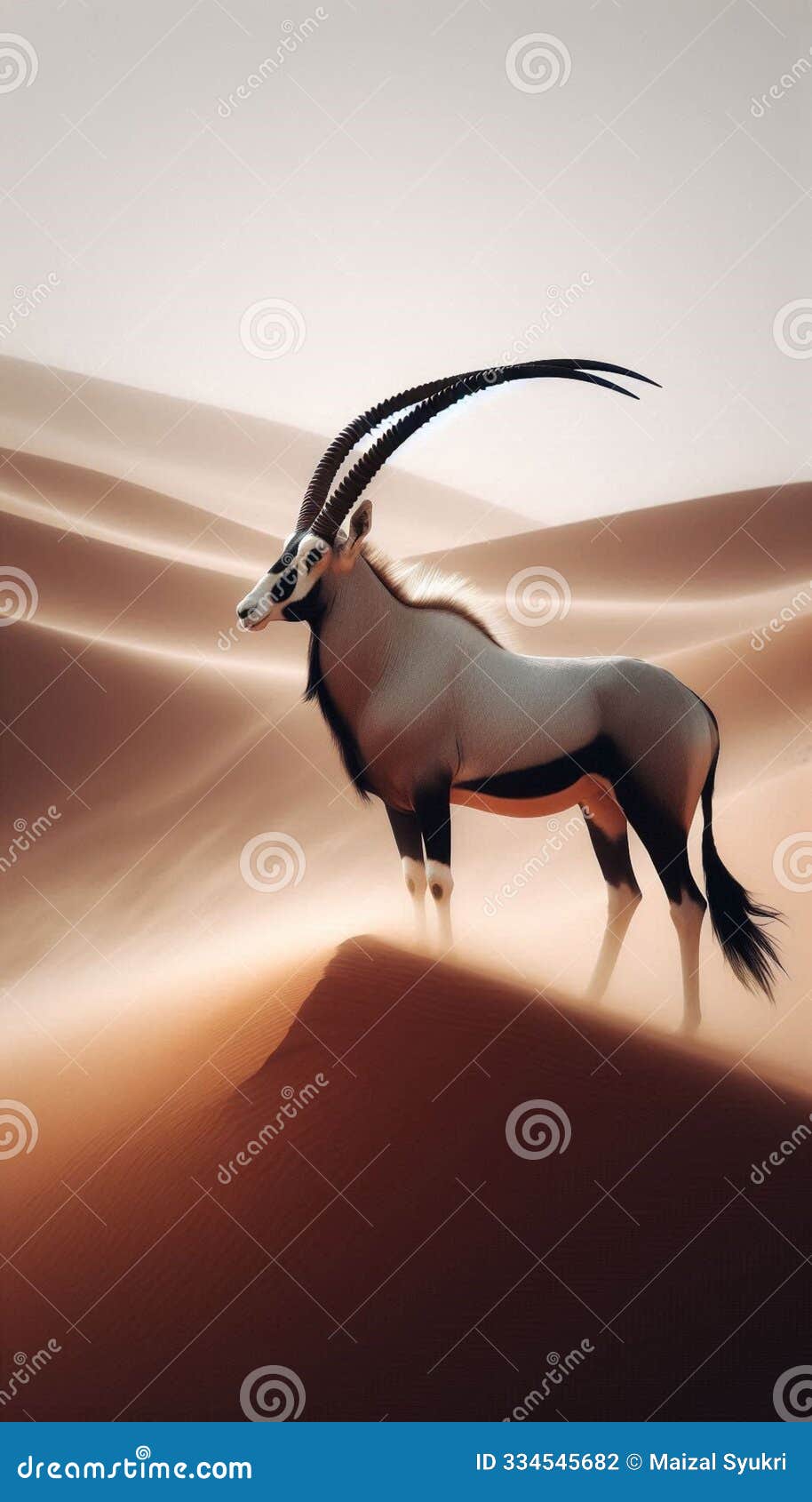 Addax Antelope in the Sahara Desert Stock Illustration - Illustration ...
