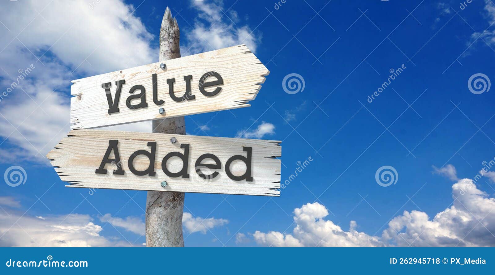 Added Value - Wooden Signpost with Two Arrows Stock Illustration ...