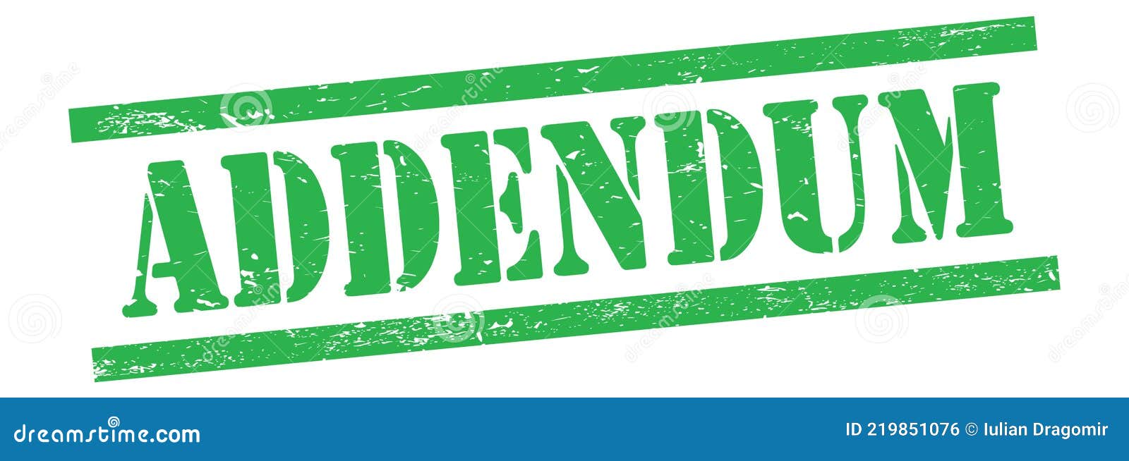 ADDENDUM Text on Green Grungy Lines Stamp Stock Illustration ...