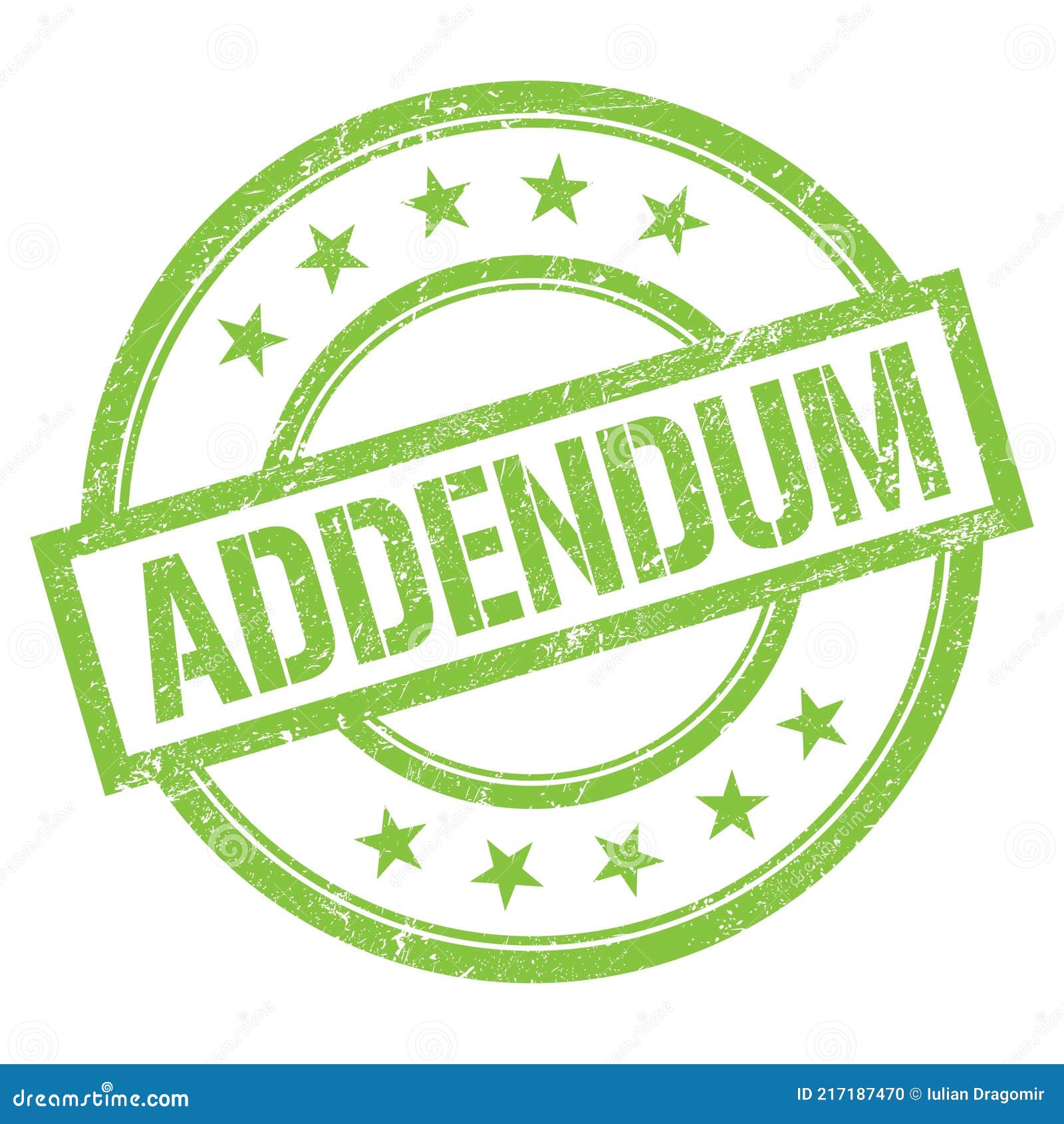 ADDENDUM Text Written on Green Vintage Stamp Stock Illustration ...