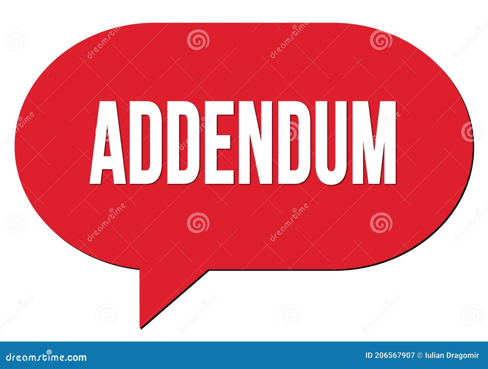 ADDENDUM Text Written in a Red Speech Bubble Stock Illustration ...