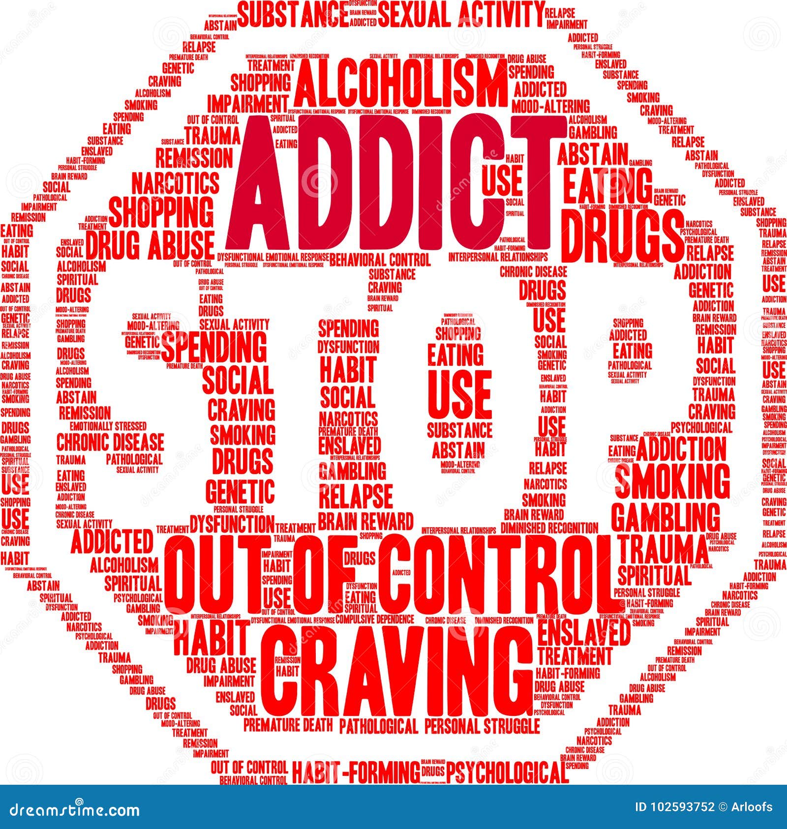 Addict Word Cloud stock vector. Illustration of addict - 102593752