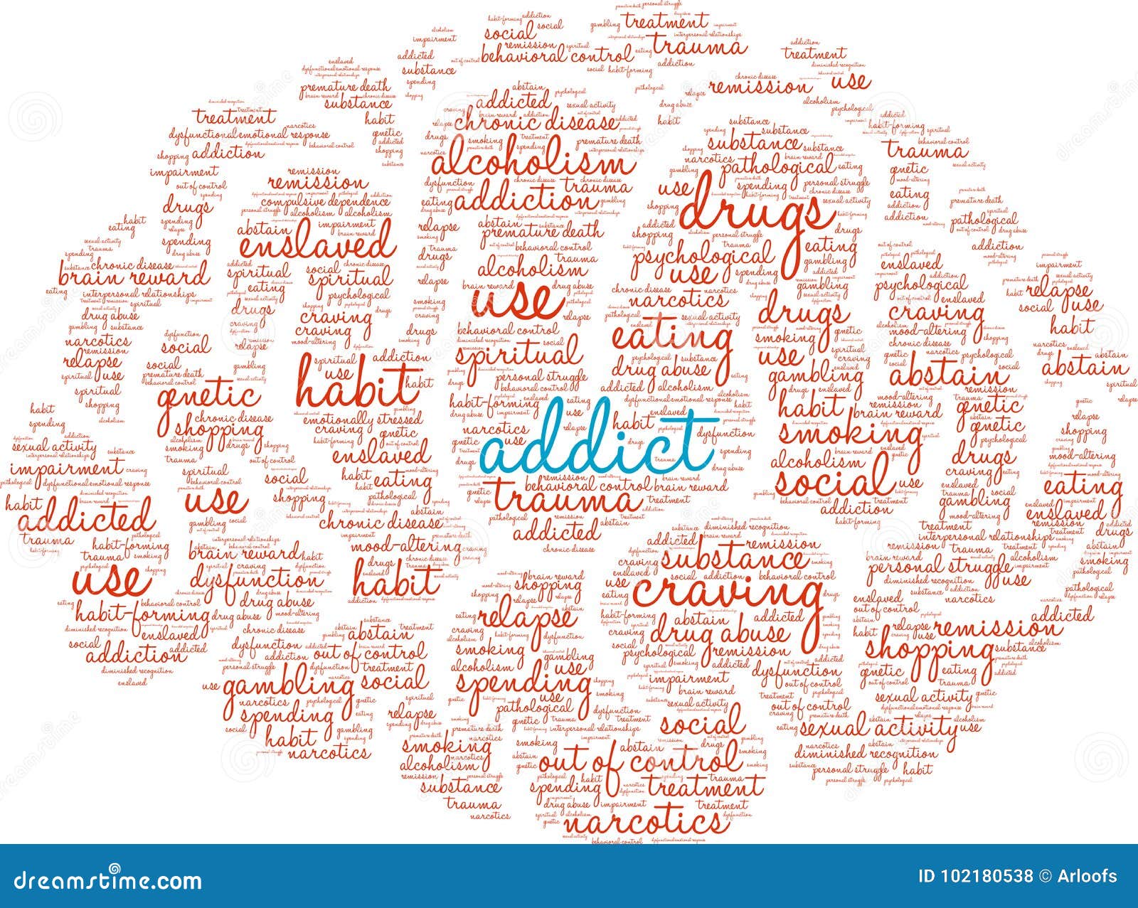 Addict Word Cloud Stock Vector Illustration Of Memory 102180538