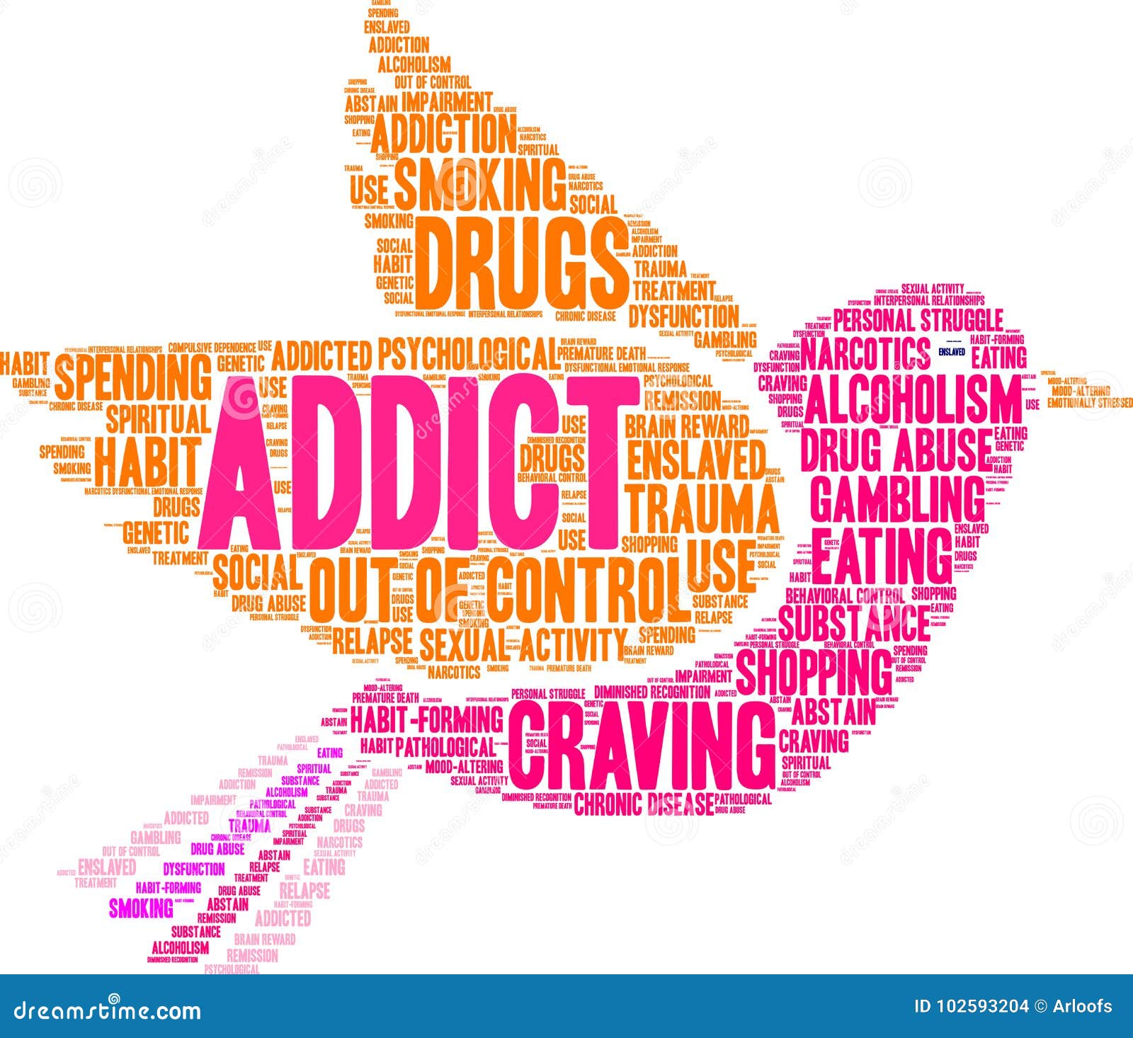 Addict Word Cloud stock vector. Illustration of dysfunction - 102593204