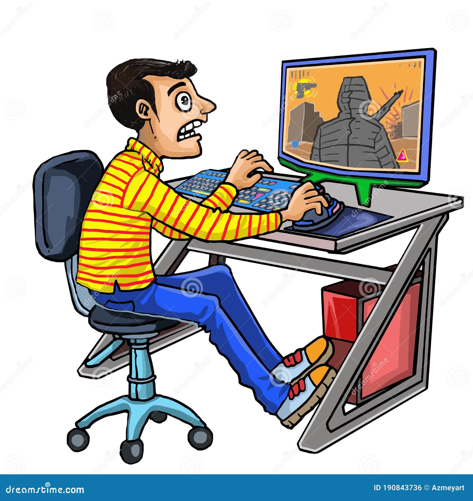 The Addicted Boy with Online or Computer Games Stock Vector ...