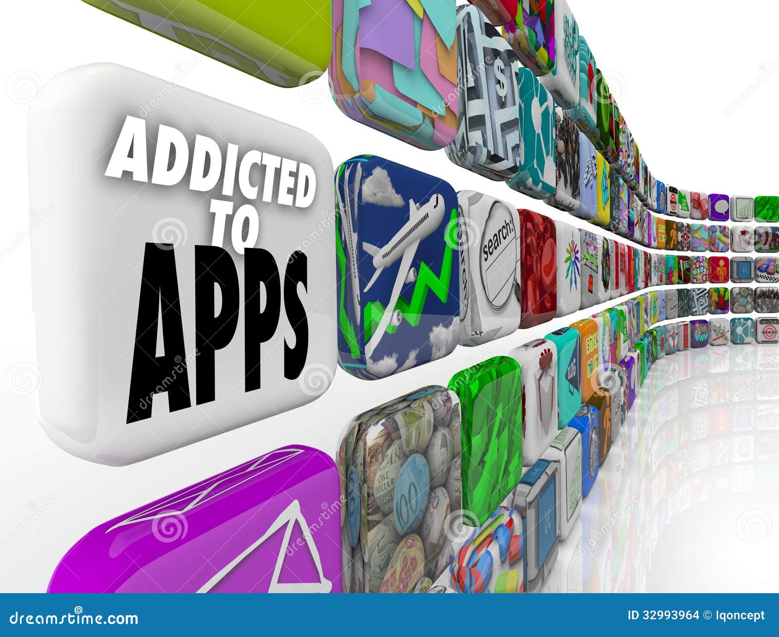 Addicted To Apps Words Mobile Software Tile Display Stock Illustration ...