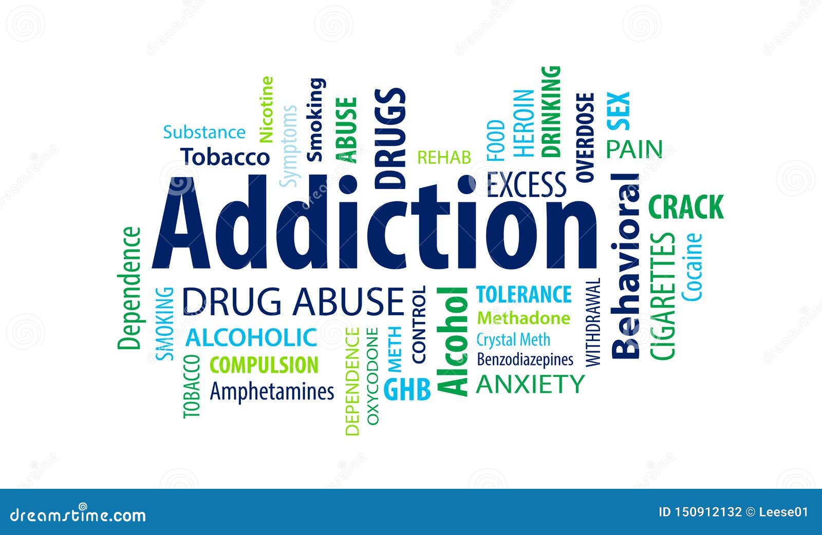 Addiction Word Cloud In Shape Of World Map, Health Concept Background ...