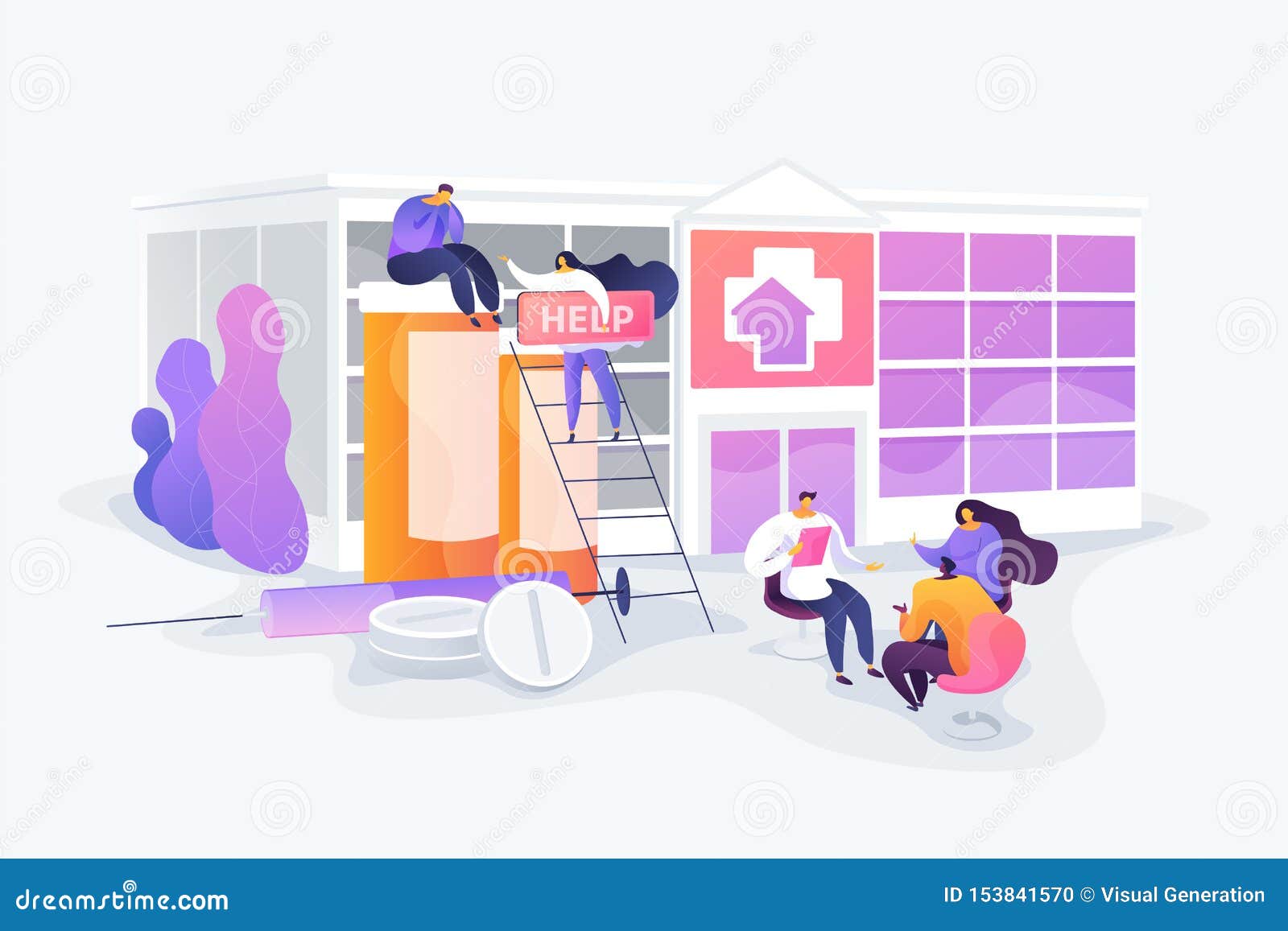 Drug Rehab Center Concept Vector Illustration Stock Vector