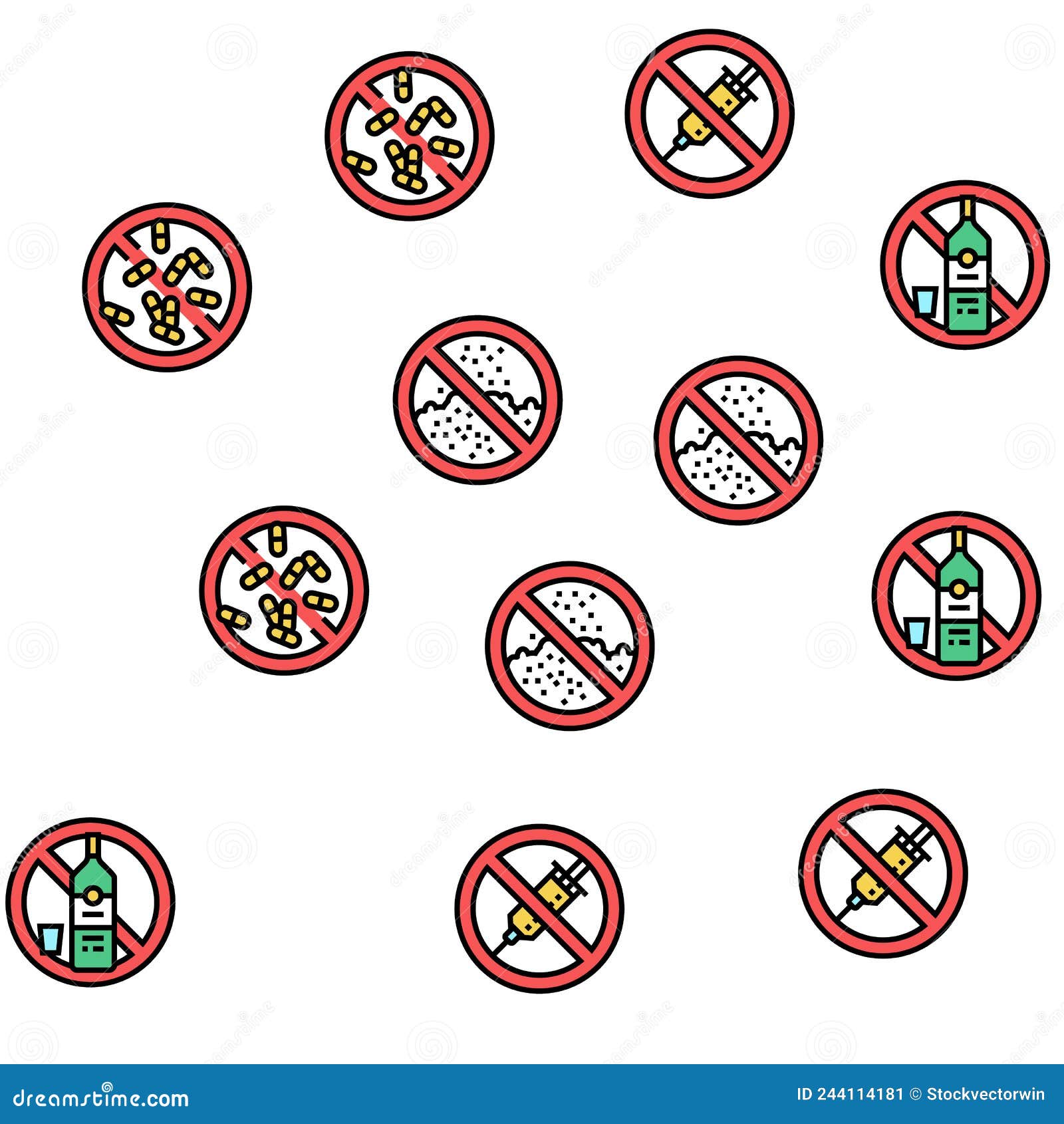 Addiction Substance Dependence Vector Seamless Pattern Stock Vector ...