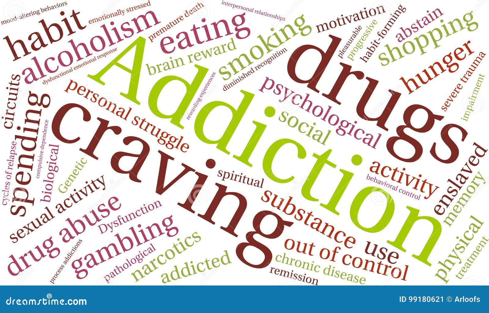 Addiction Word Cloud stock vector. Illustration of dysfunction - 99180621