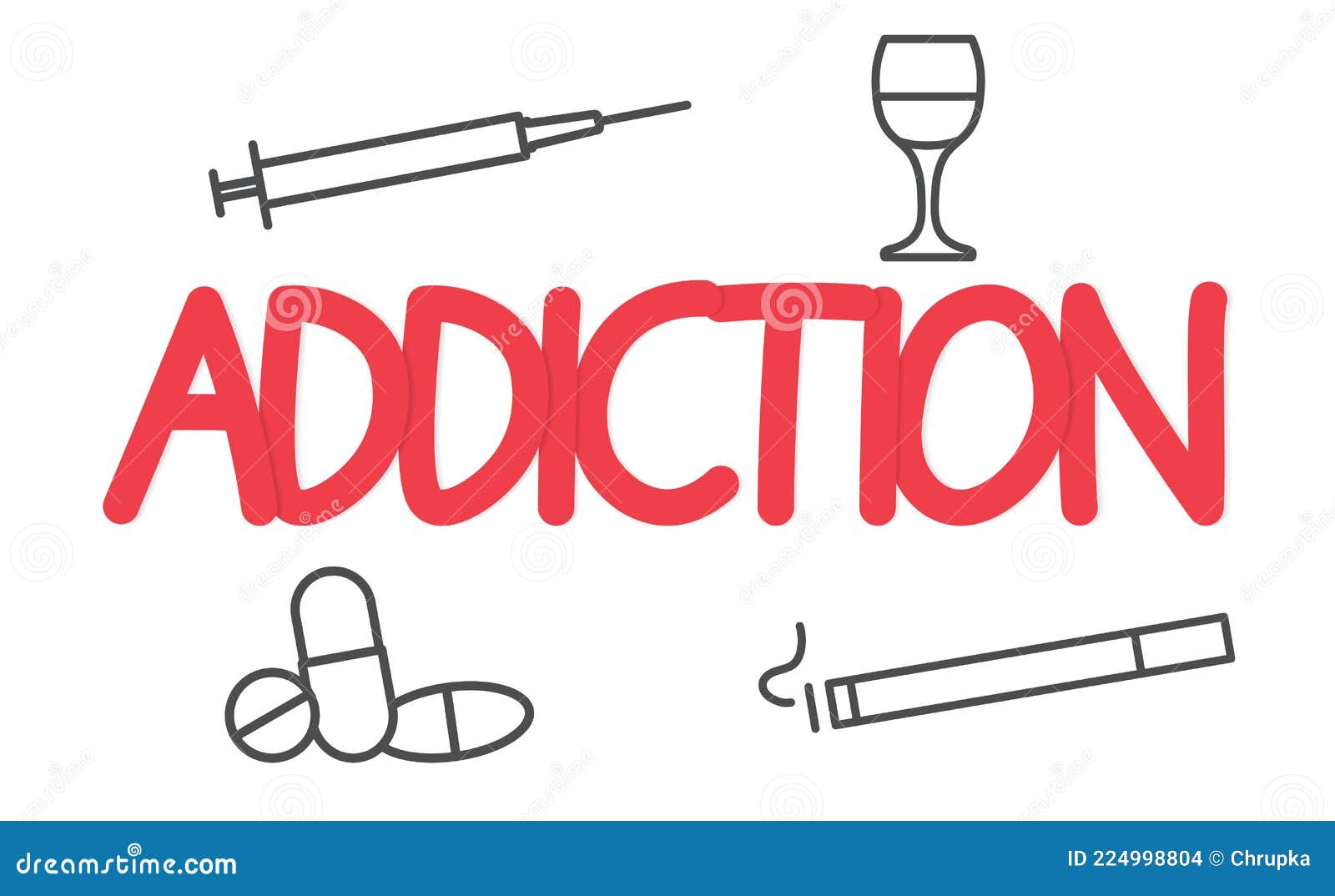 Addiction word concept stock vector. Illustration of drink - 224998804