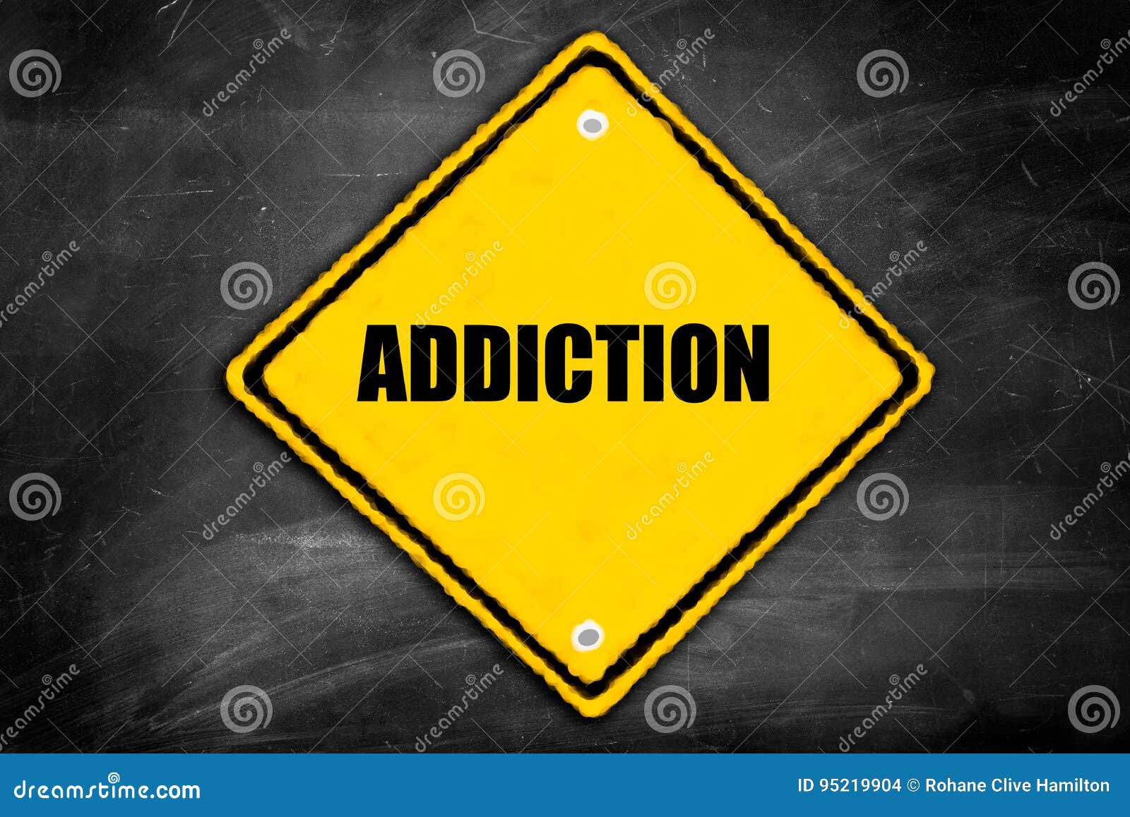Addiction Written on Caution Sign Stock Photo - Image of help ...
