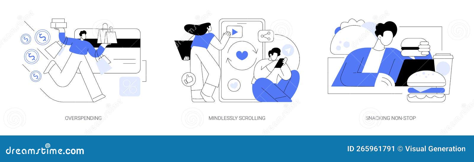 Addictive Habits Concept, Overeating, Mindlessly Scrolling, Snacking ...