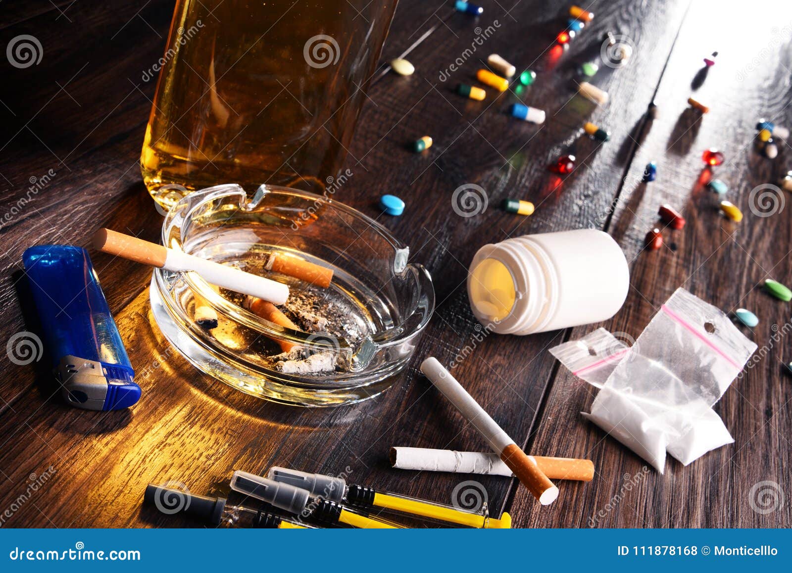 Addictive Substances, Including Alcohol, Cigarettes and Drugs Stock ...