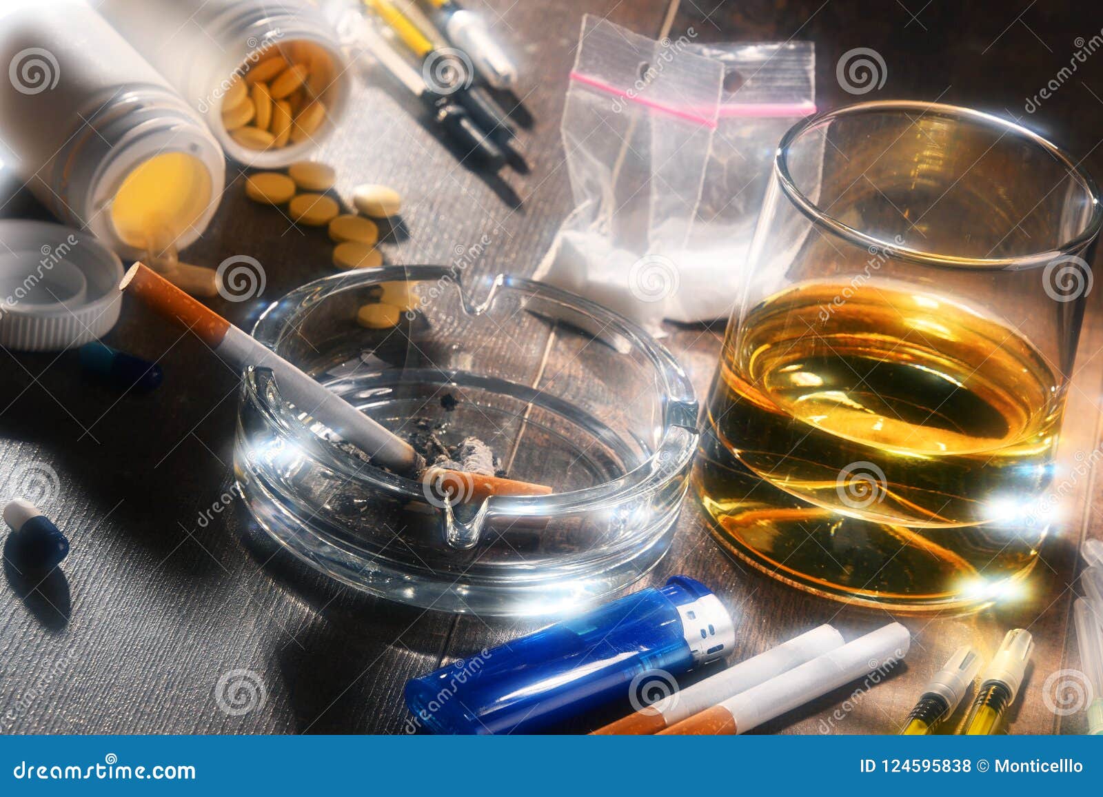 Addictive Substances, Including Alcohol, Cigarettes and Drugs Stock ...