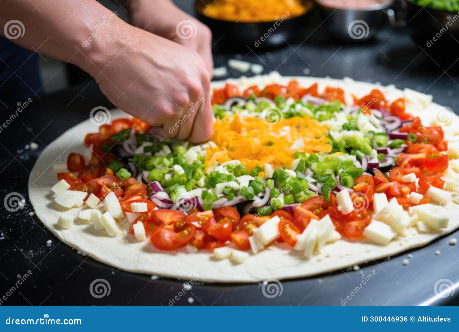 Adding Cheese Toppings Onto a Pizza Stock Photo - Image of pizza ...