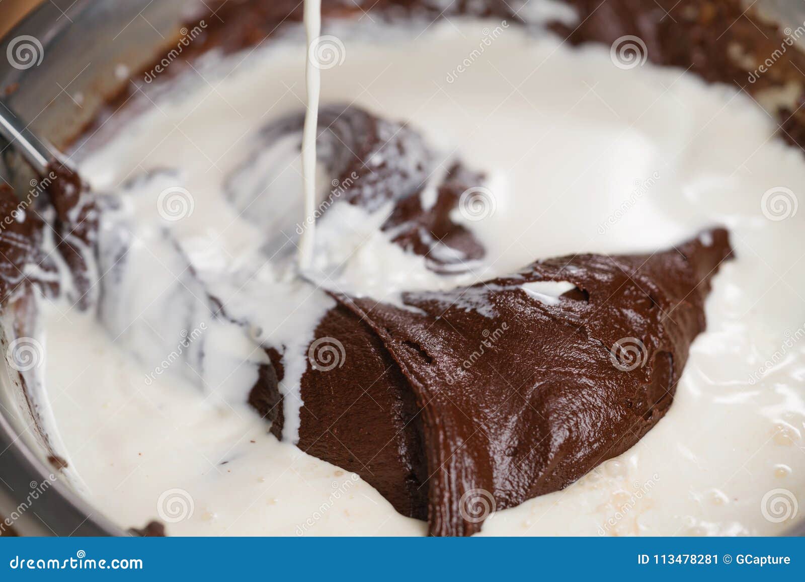 Adding Cream into Melted Chocolate Stock Image - Image of closeup, food ...