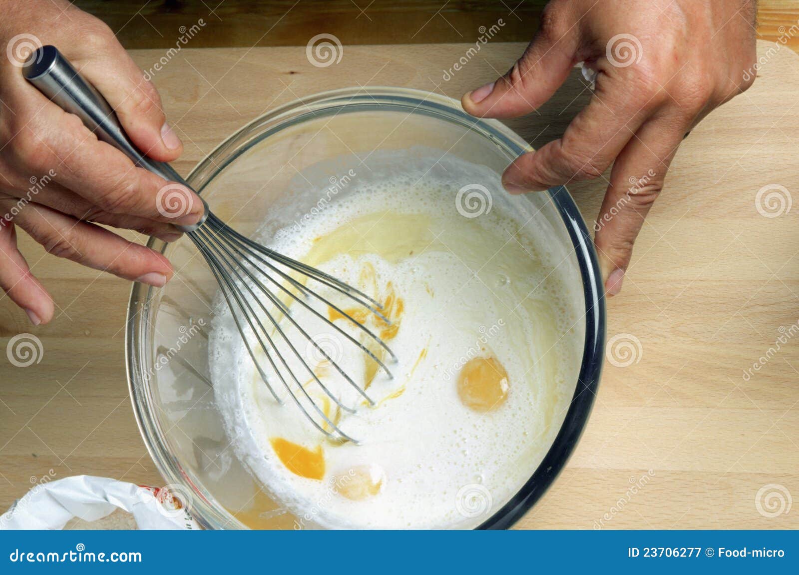 Adding the Eggs and Mixing Together Stock Image - Image of whisk ...