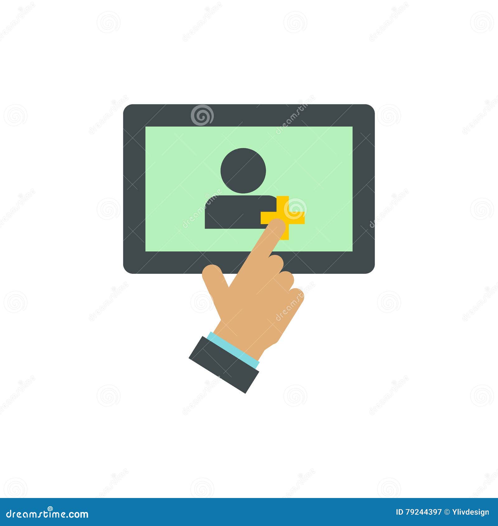 Adding Friends on the Tablet Icon, Flat Style Stock Vector ...