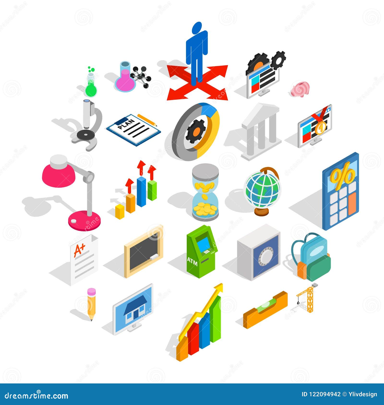 Adding Machine Icons Set, Isometric Style Stock Vector - Illustration ...