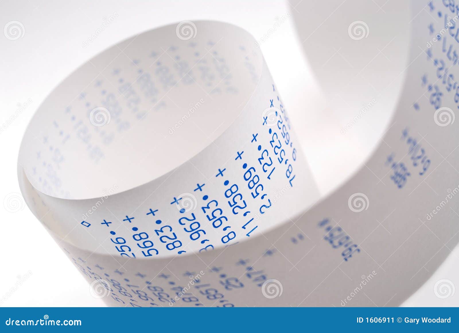Adding Machine Paper stock image. Image of white, compute - 1606911